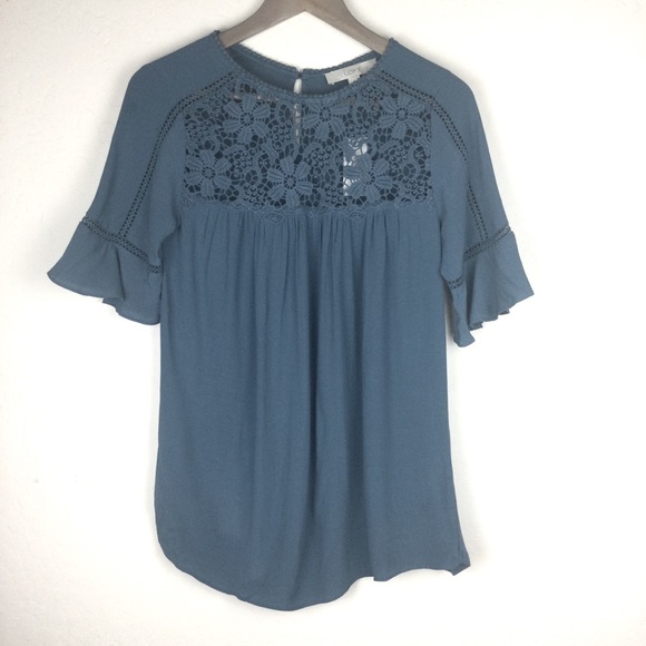 LOFT | Tops | Nwt Loft Blue Lace Blouse | Poshmark